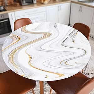 Amazon.com: Round Vinyl Fitted Tablecloth with Elastic Edge Plastic ...