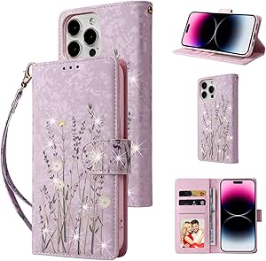 Amazon.com: UEEBAI Wallet Case for iPhone 16 Pro Max, PU Leather Phone Cover Kickstand RFID ...