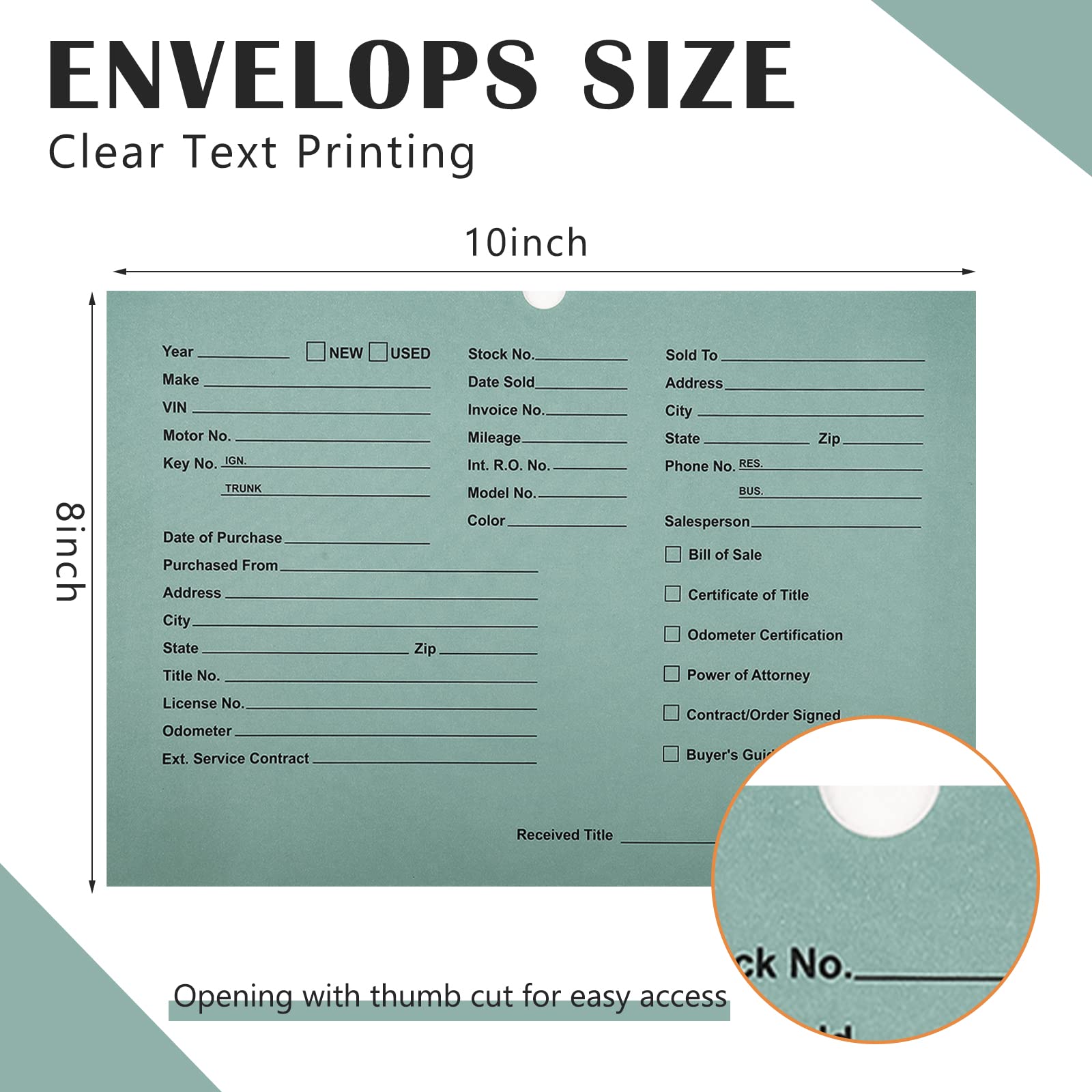 190 Pieces Vehicle Dealer Jackets 12 x 8 Inches Printed Vehicle Deal ...