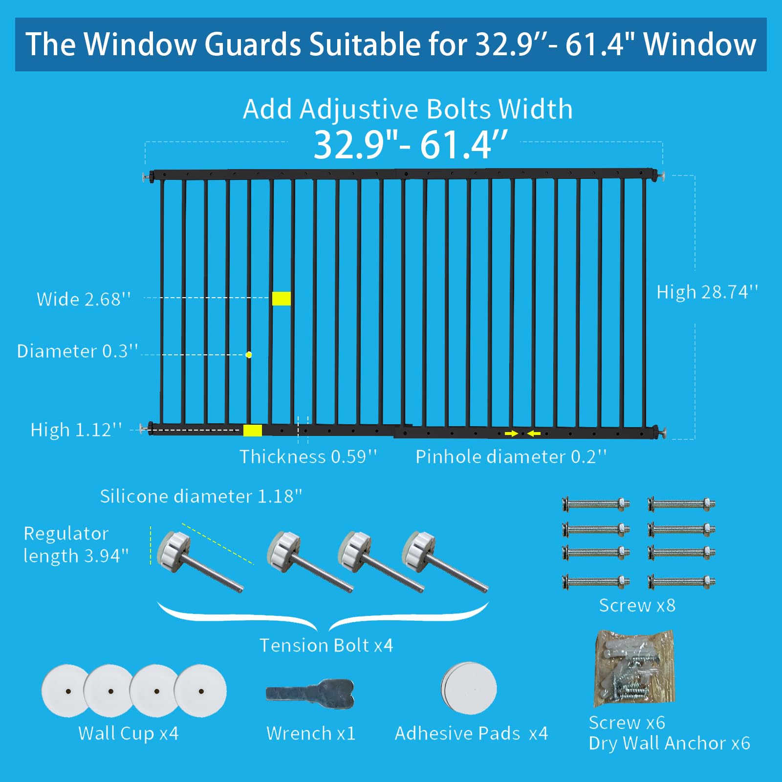 Snapklik.com : Window Safety Guards For Children,Adjustable 32.9"-61.4 ...