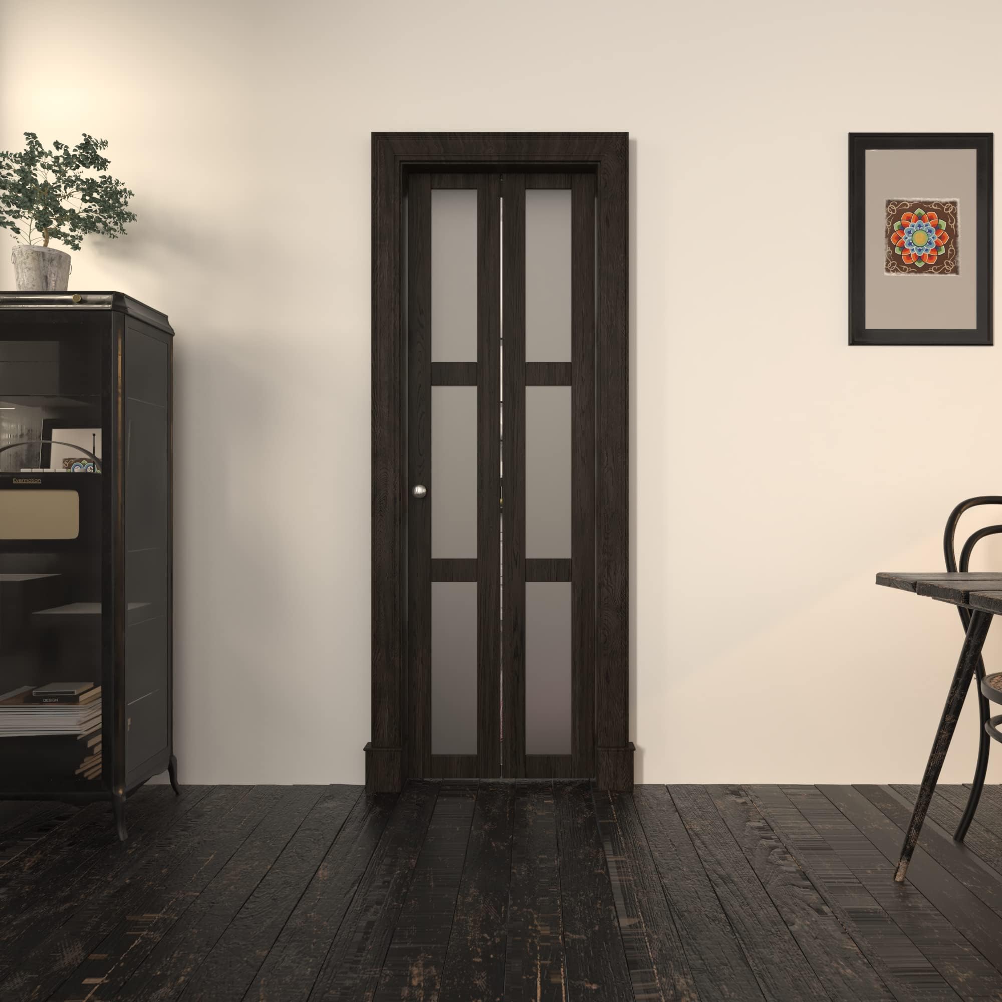 BARNER HOME Closet Doors, Reeded Glass Panel Bi-Fold Doors, Multifold ...