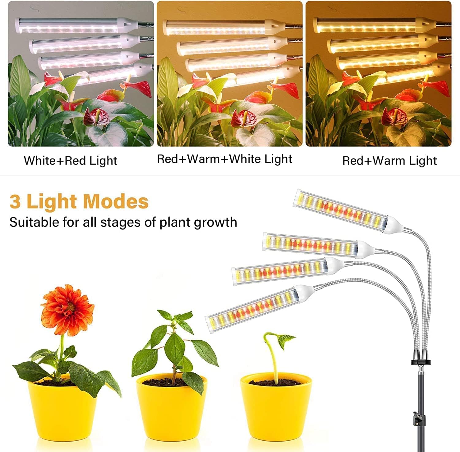 Luces de cultivo para plantas de interior con temporizador luz LED de ...