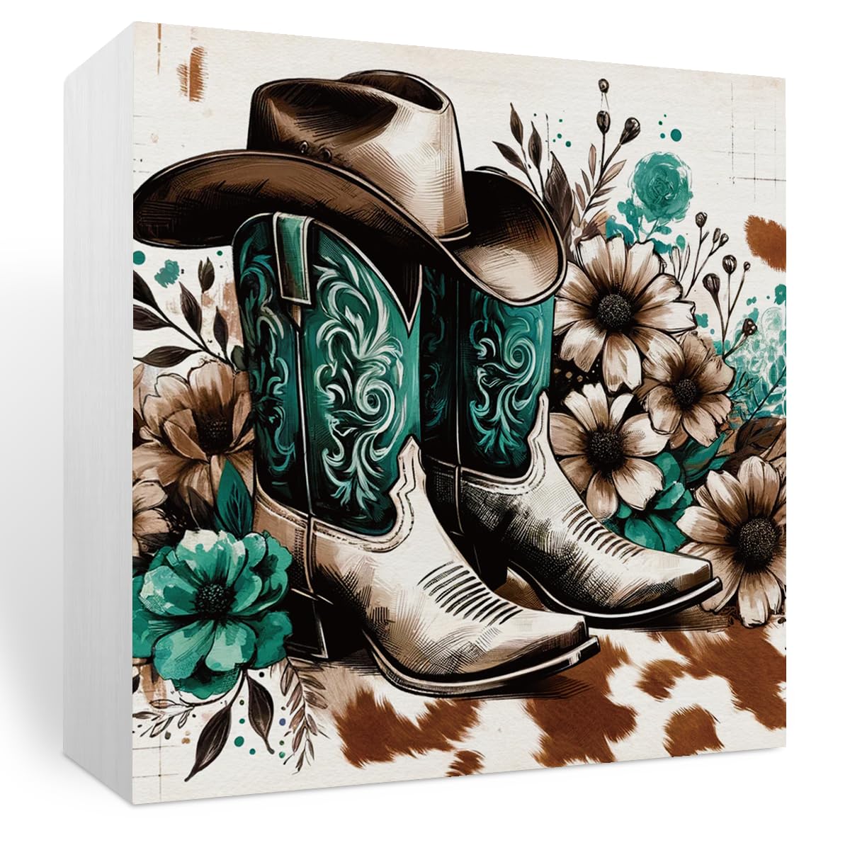 Amazon.com: Western Desk Decor Rustic Boots Wooden Box Cowgirl Cowboy ...