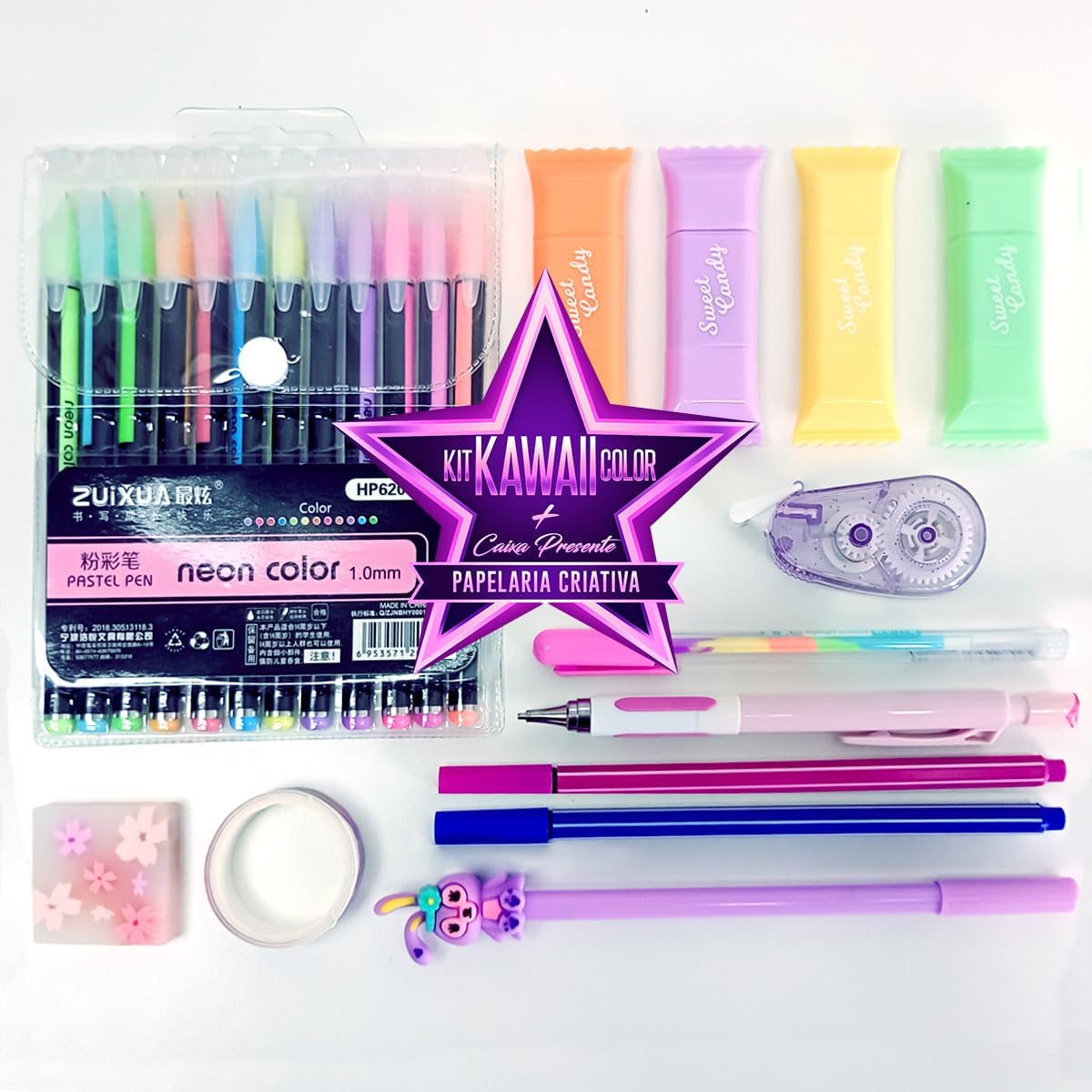 Kit de Papelaria Criativa Kawaii Para Meninas Adolescentes Colorida na ...
