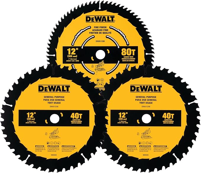 DEWALT Pack of 12-in Saw Blades - 1 x 80 T and 2 x 40 T Blades for ...