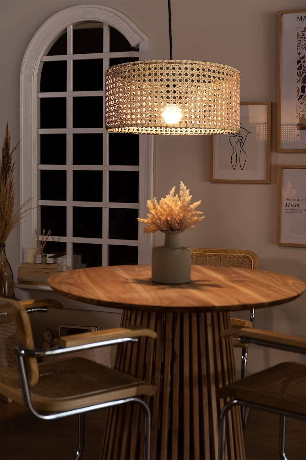 Buy AKWAY wicker rattan hanging lamp cane webbing bamboo seagrass ...