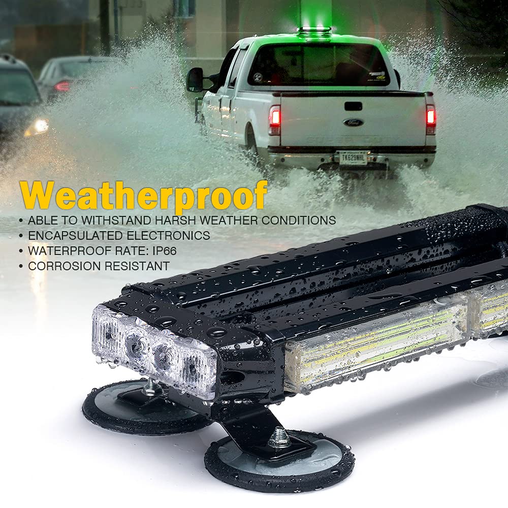 Snapklik.com : White Green COB LED Strobe Rooftop Flashing Light Bar ...