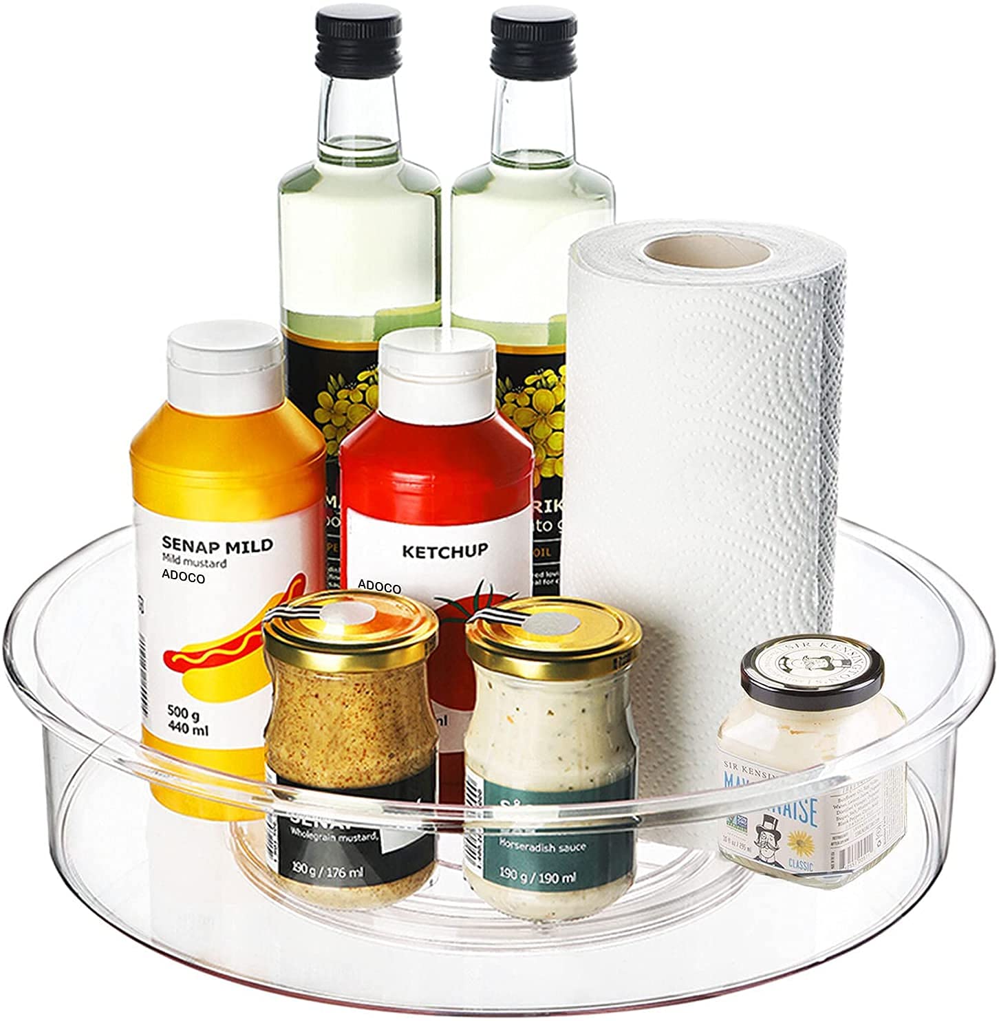 Adoco Lazy Susan Turntable Cabinet Organizer, 12 inch Clear Plastic ...