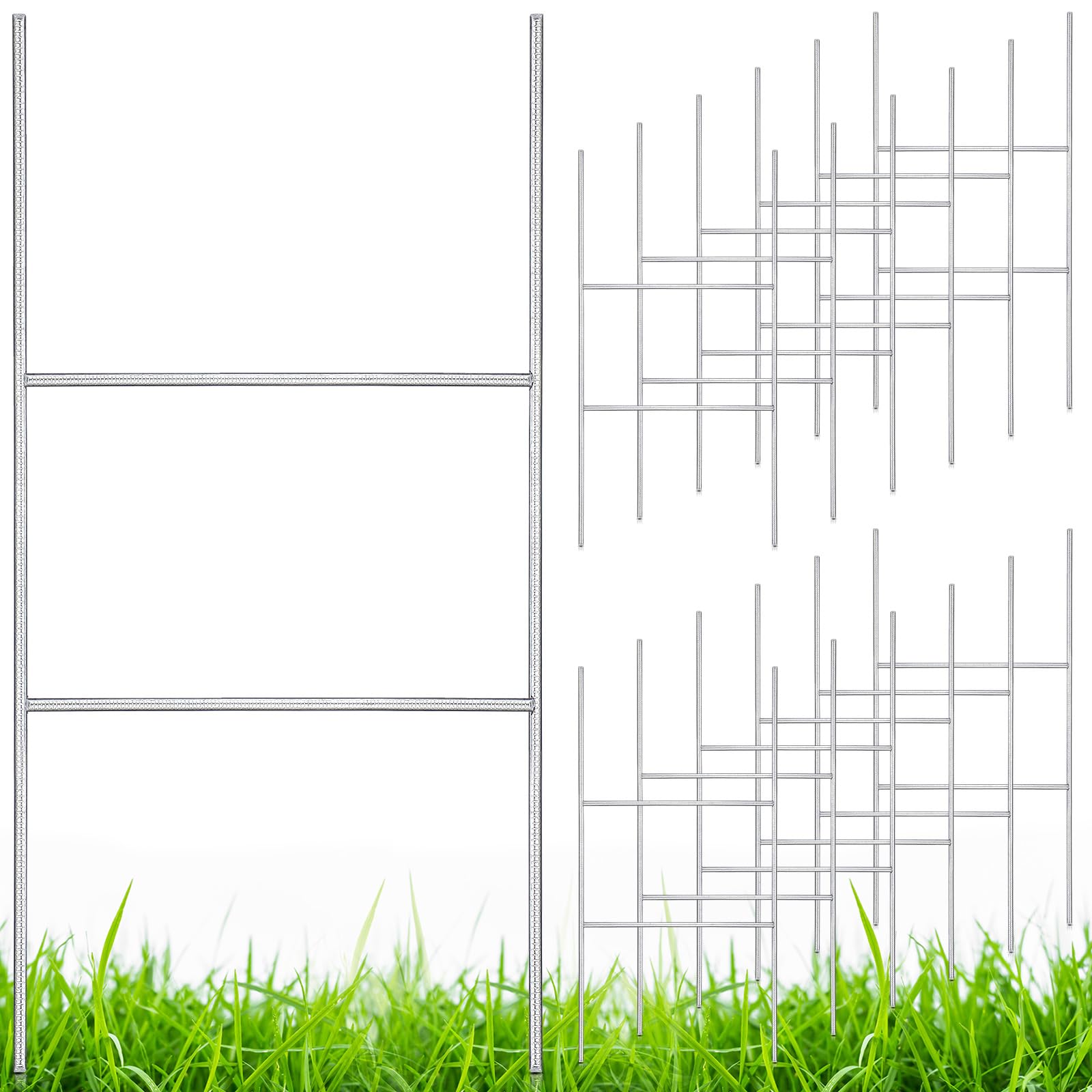 Amazon.com: Therwen 12 Pcs Yard Sign Stakes 20'' x 10'' Metal H Stakes ...