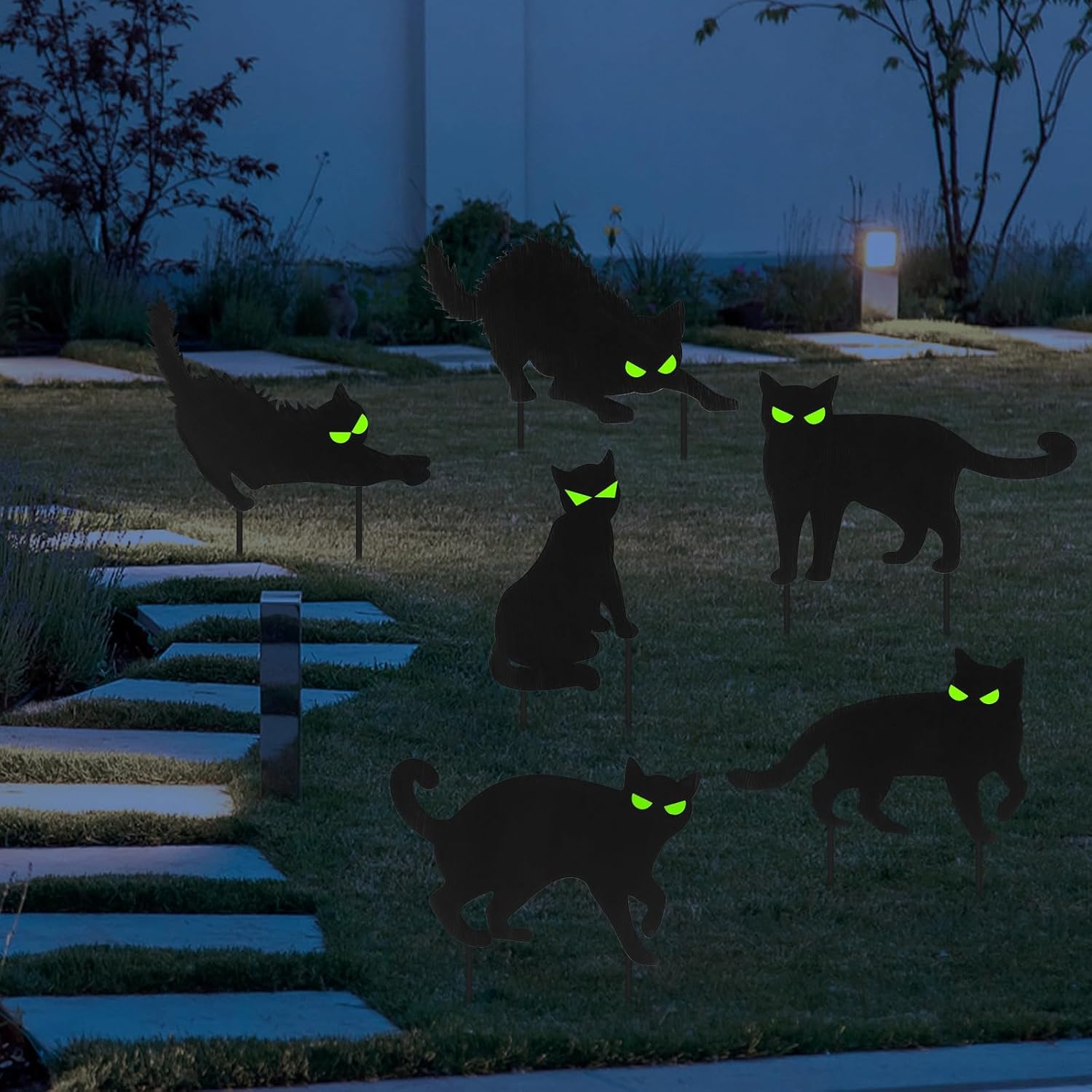 Amazon.com : BATTIPAW 6 Pack Halloween Black Cat Yard Signs with Stakes ...