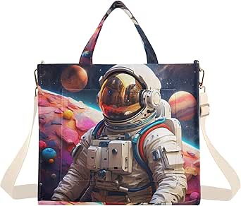 YMGQYJ Corduroy Tote Bag for Women Color Planets Astronaut Print ...