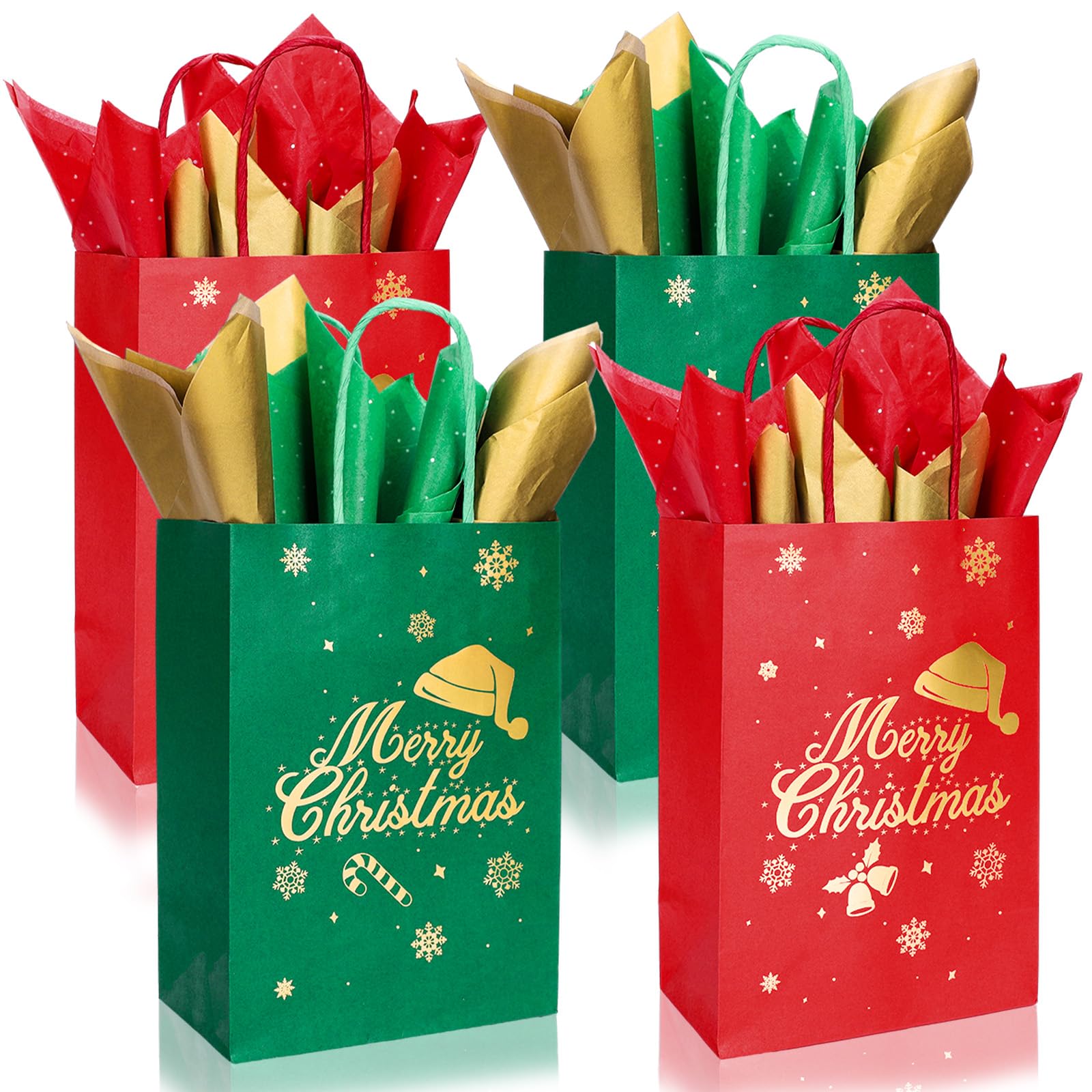 Amazon.com: Whaline 24Pcs Christmas Kraft Paper Bags with 30 Sheets Red ...