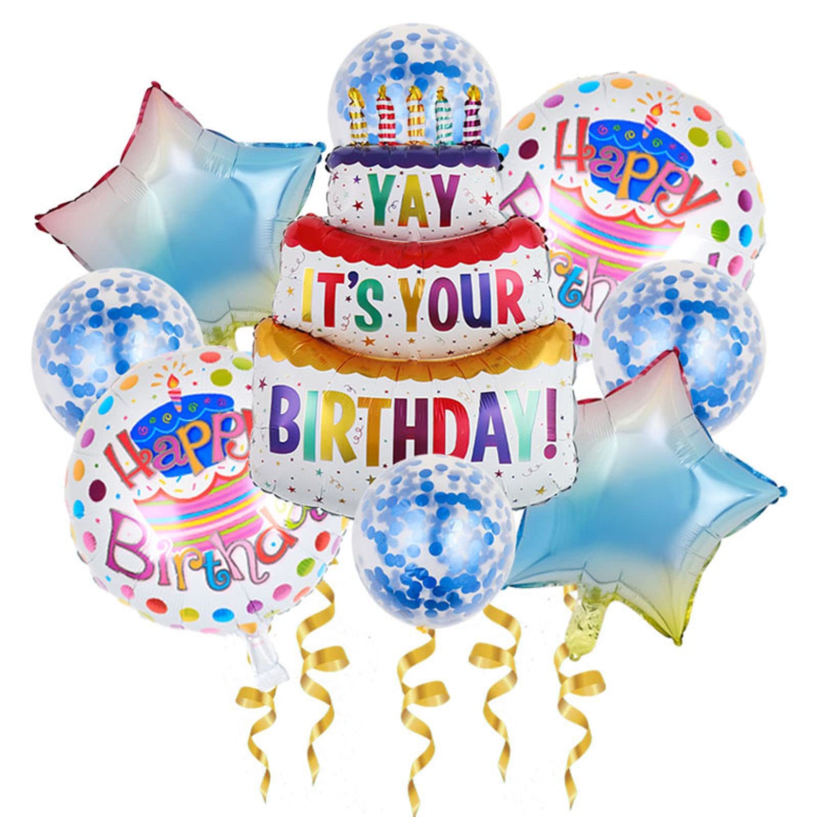 Amazon.com: GLASNES Happy Birthday Balloon Kit 39in Large Foil Balloons ...