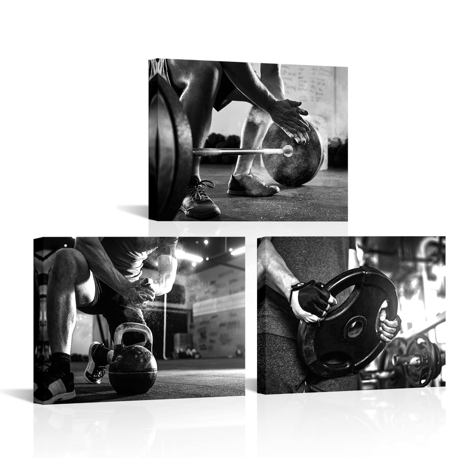 Amazon.com: RnnJoile 3 Piece Gym Canvas Wall Art Barbell Dumbbell ...