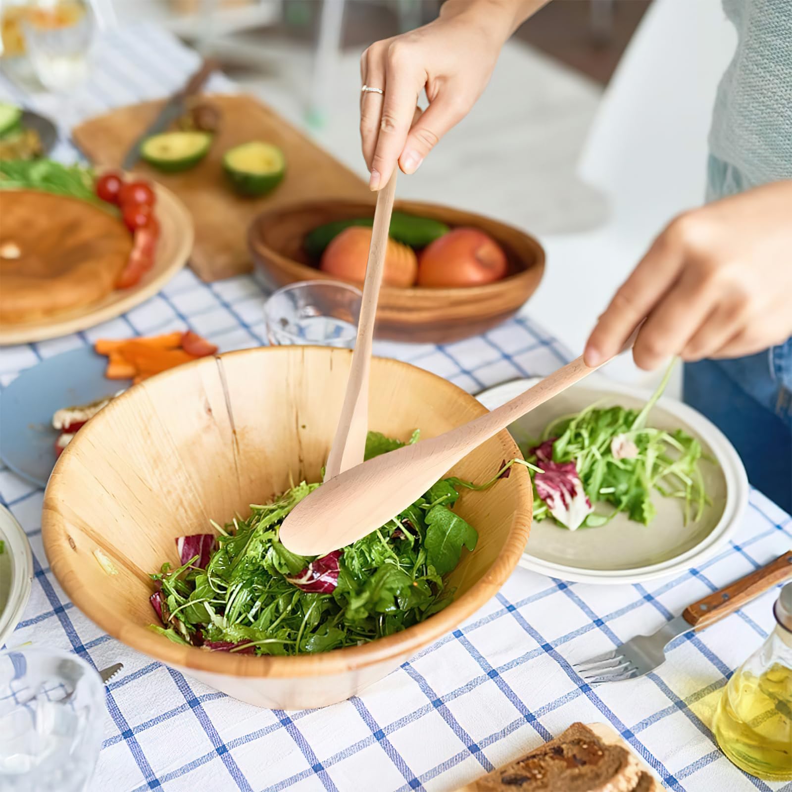 Snapklik.com : 3PCS 12 Inch Long Wooden Spoons, Long Handle Wooden ...