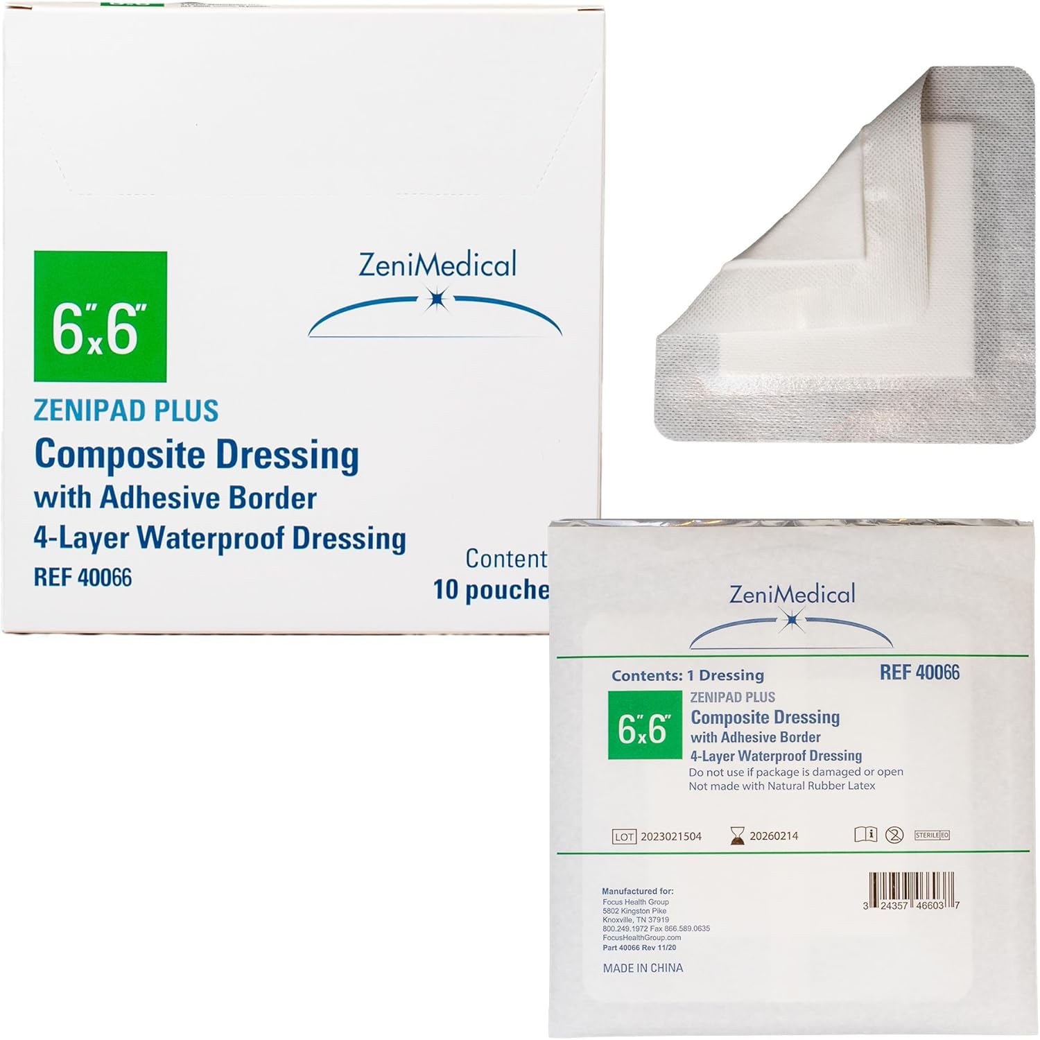 Amazon.com: ZeniPad Plus 6" x 6" Multi-Layer Absorbent Wound Dressing ...