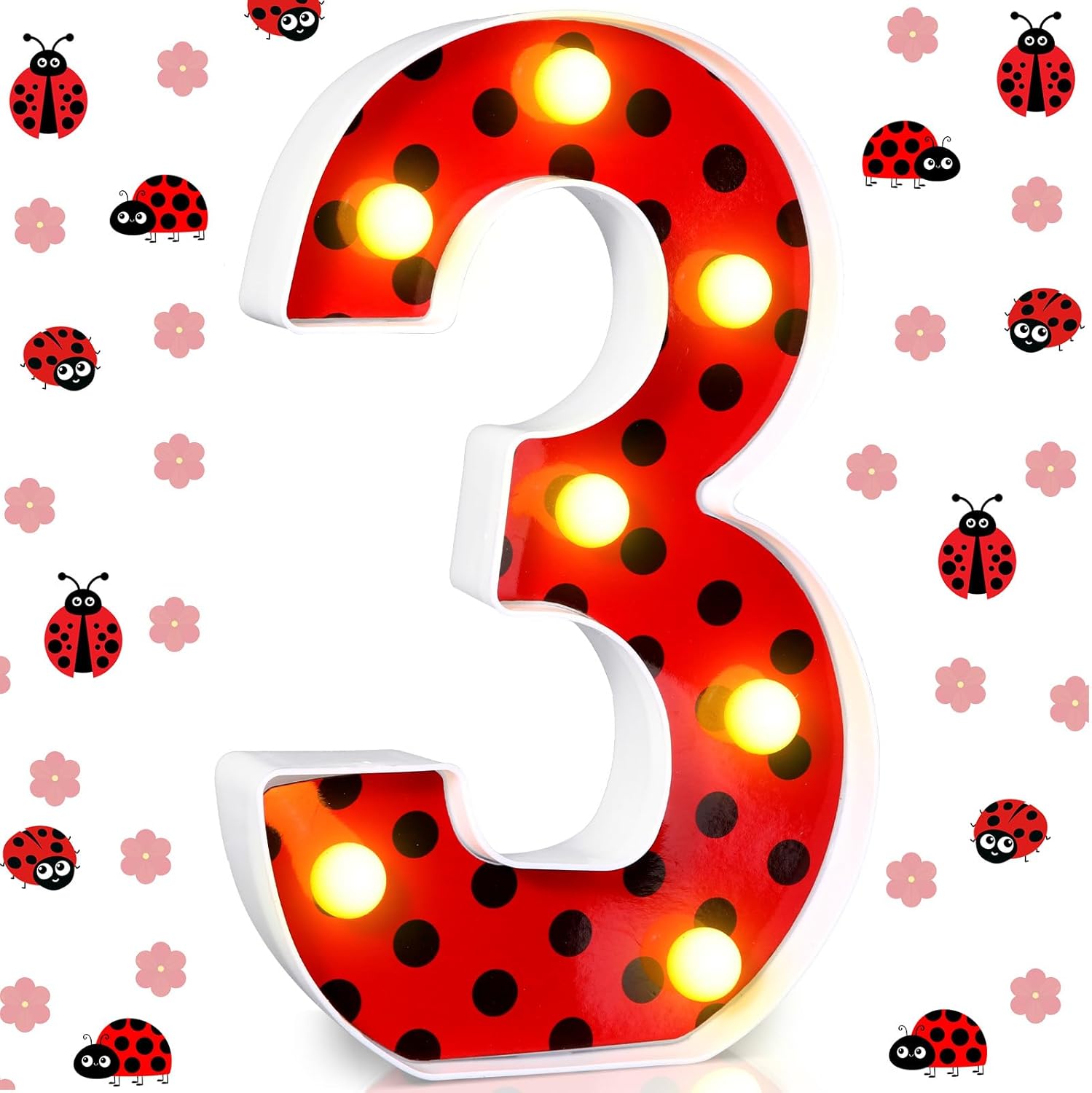 Amazon.com: Havawish Ladybug Birthday Party Decoration Decorative LED ...