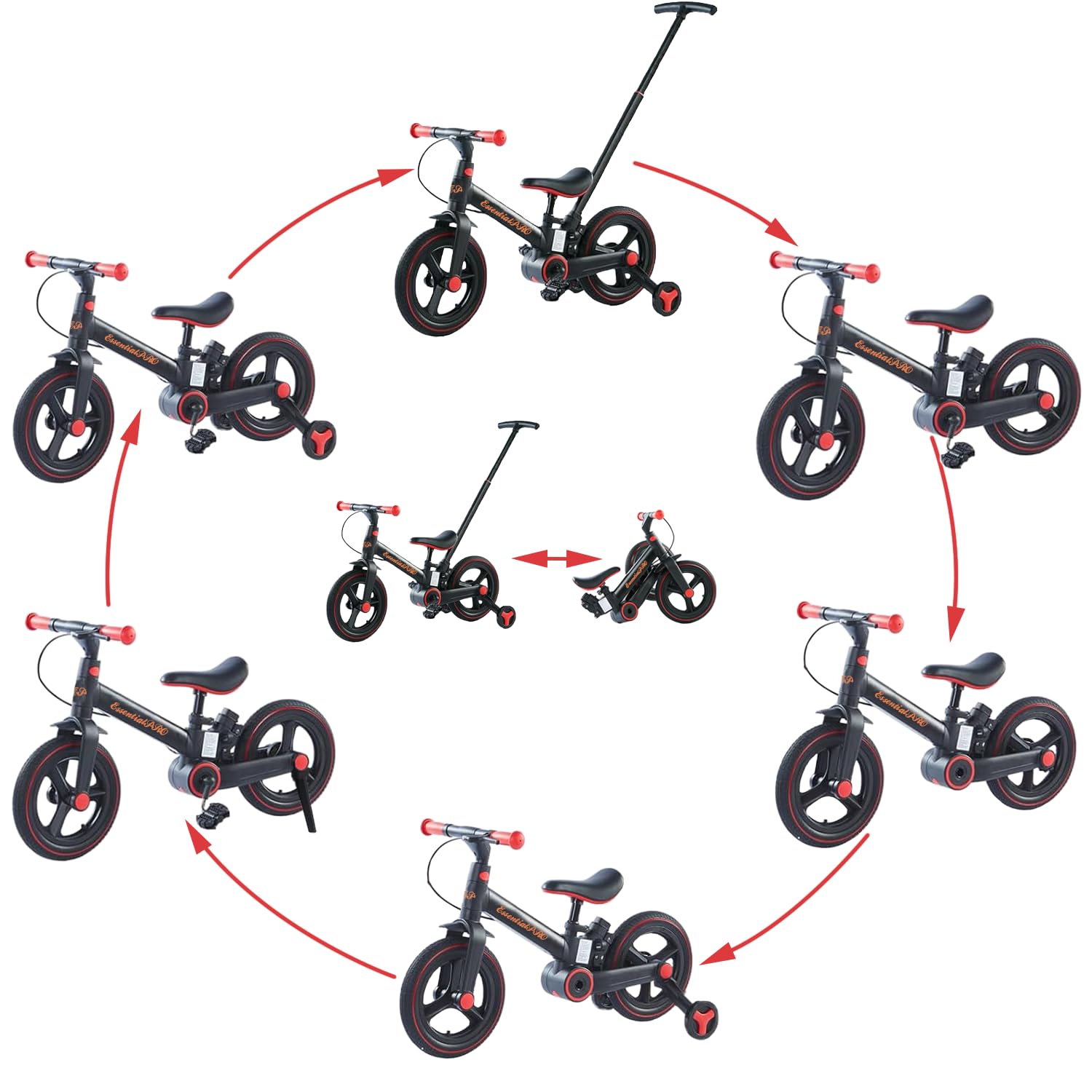 7 in 1 Kids Bicycle With Parent Steering Push Handle. Kids Push Bike ...