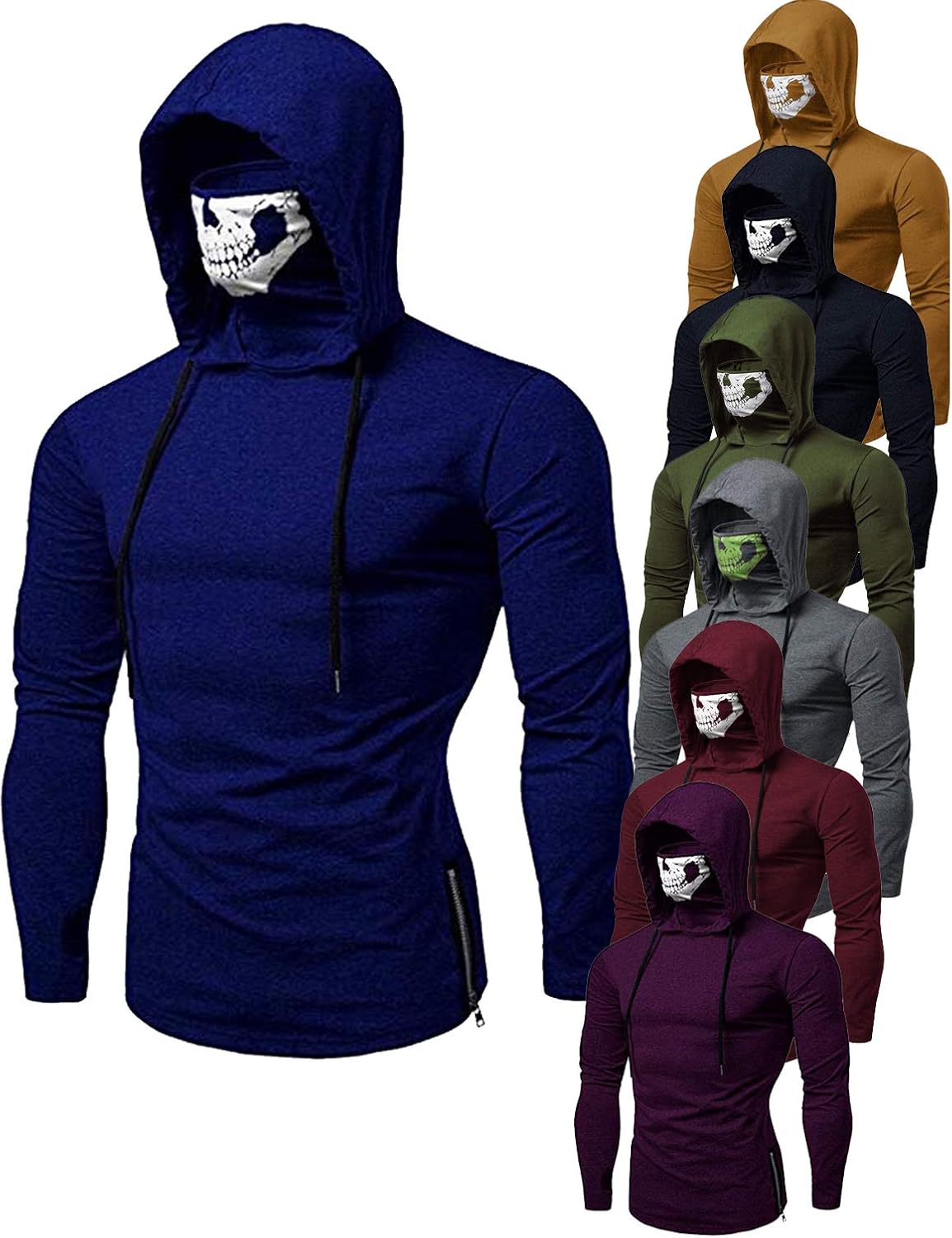 Men's Hoodie, Pullover Mask Skull Hooded Sweatshirts Casual Hooded Tops ...
