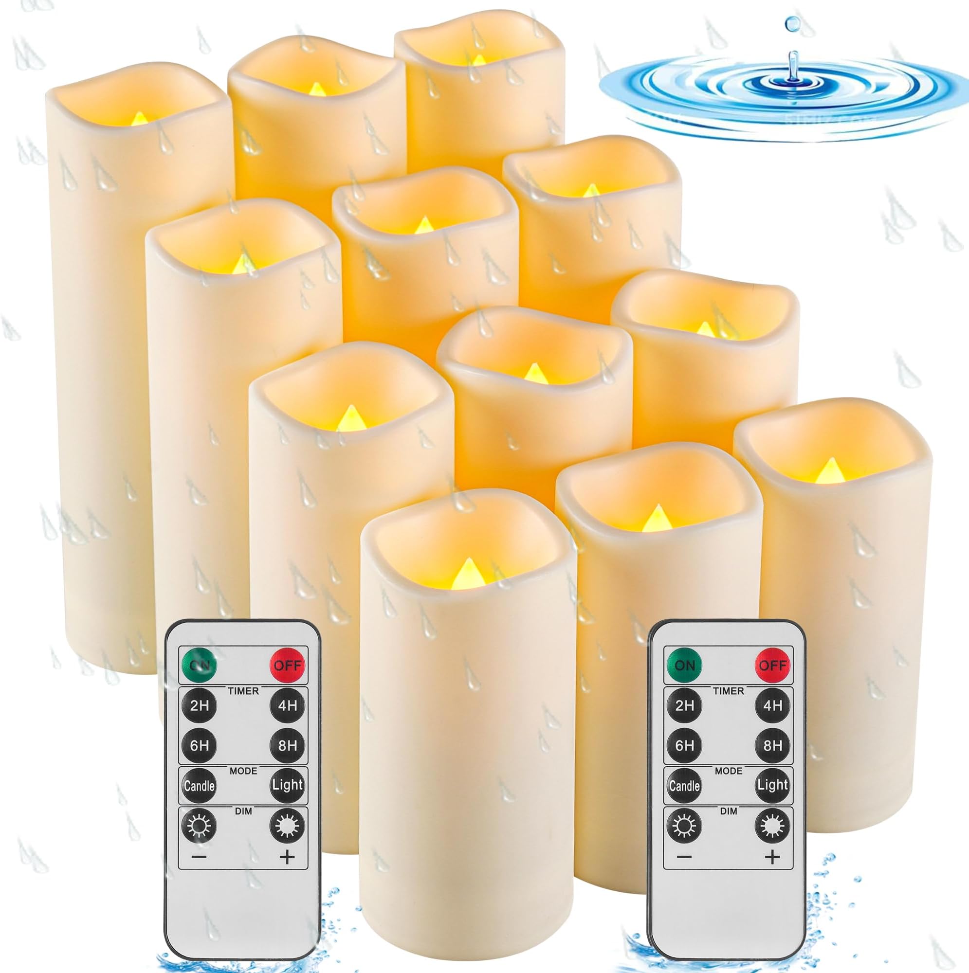 Waterproof Outdoor Candles, flameless LED Battery Candles, 12PCS of ...