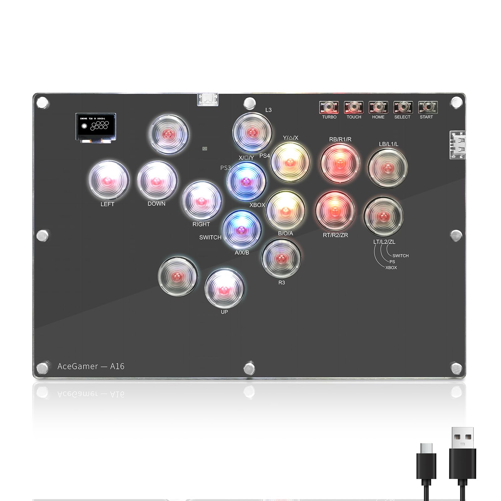 Amazon.com: AceGamer Arcade Stick 16Keys All-Button Gamerfinger with ...