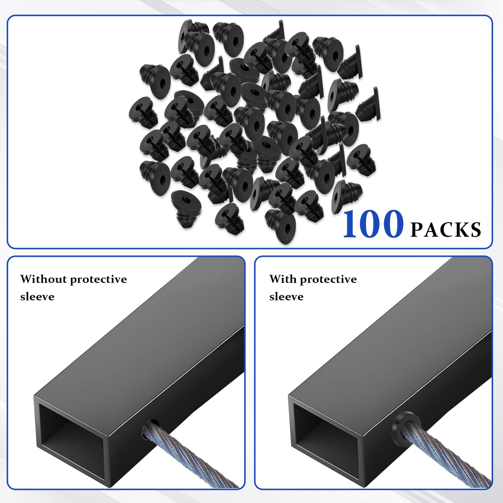 Snapklik.com : Upgrade 30 Degree Black Cable Railing Rubber Grommets ...