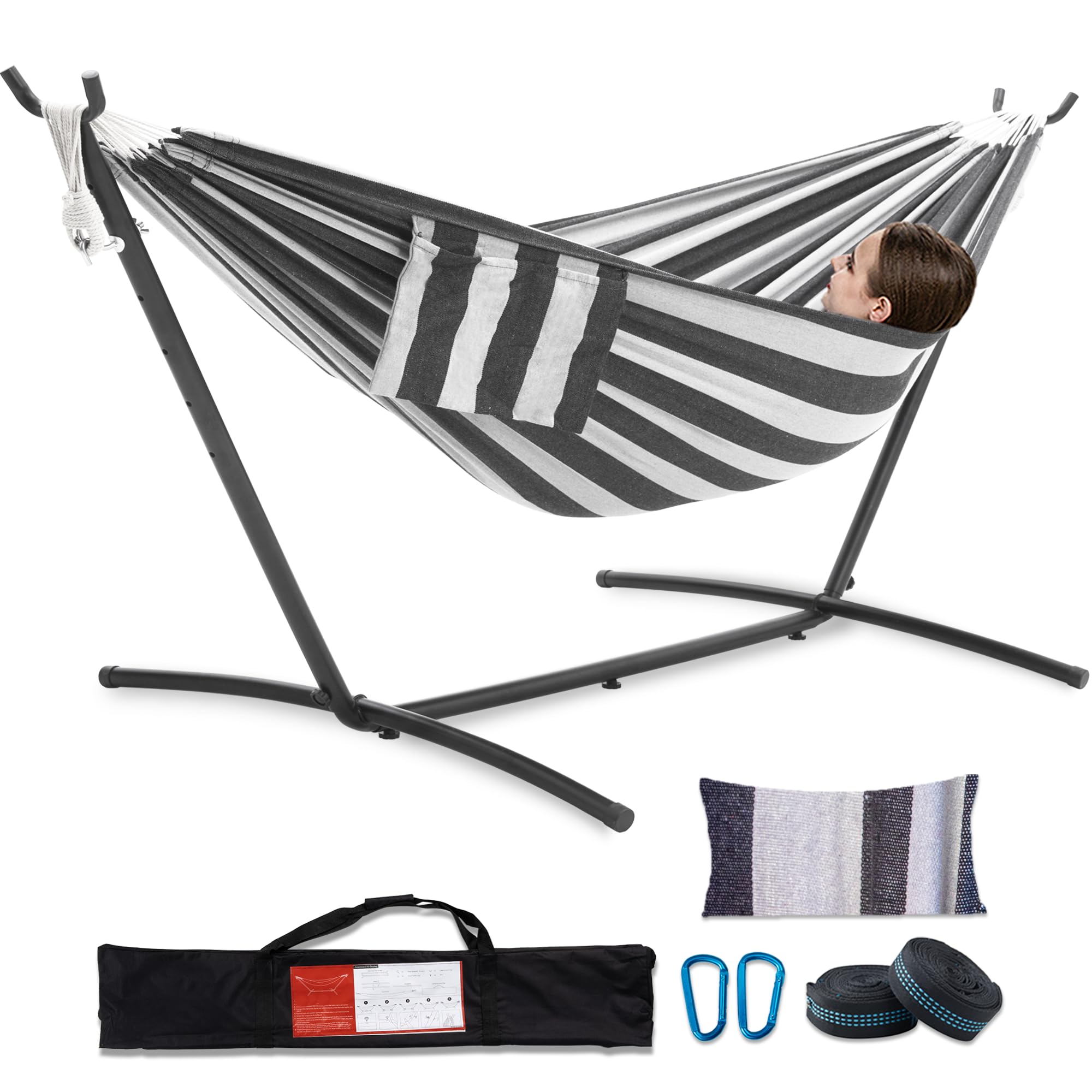 PNAEUT XXL Hammocks with Stand 2-3 Person, Max 550 lbs Capacity ...