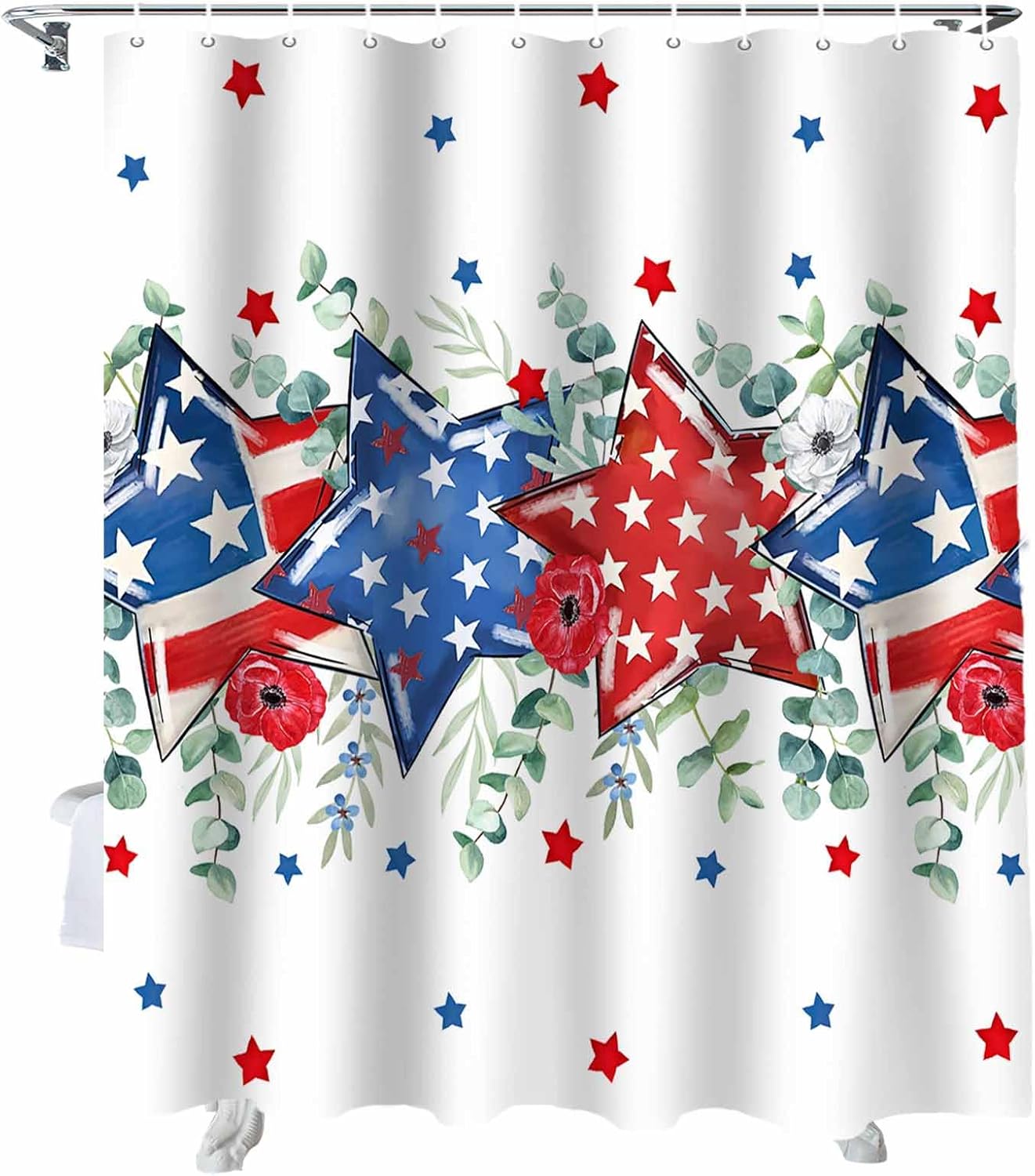 Amazon.com: 4th of July Shower Curtain, Patriotic Memorial Day Shower ...