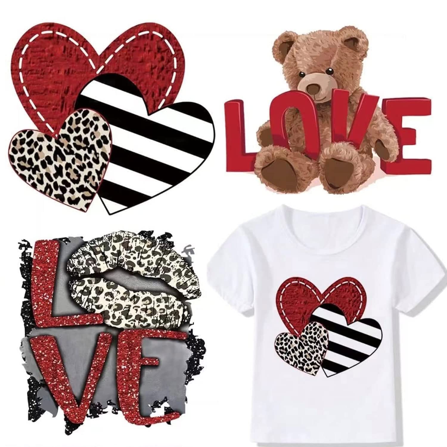 Amazon.com: Valentines Iron on Transfer Sticker for Clothing Red Heart ...