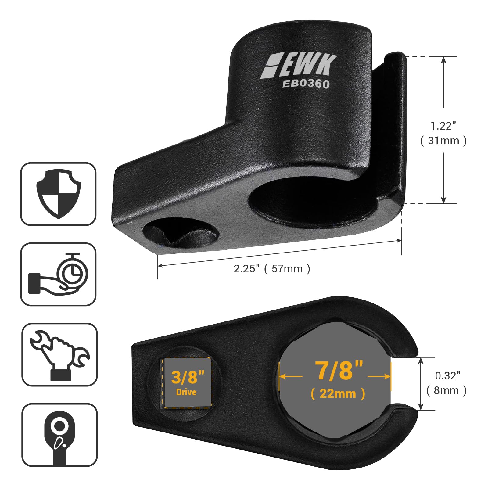 Snapklik.com : EWK O2 Sensor Socket, 7/8-Inch (22mm)