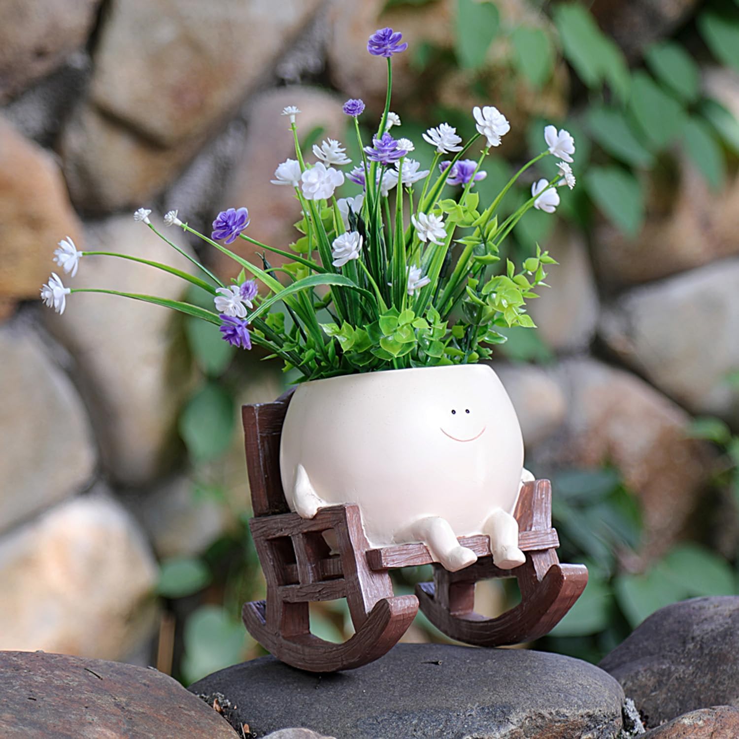 Amazon.com : Large Smiley Face Rocking Chair Plant Pots for Indoor ...