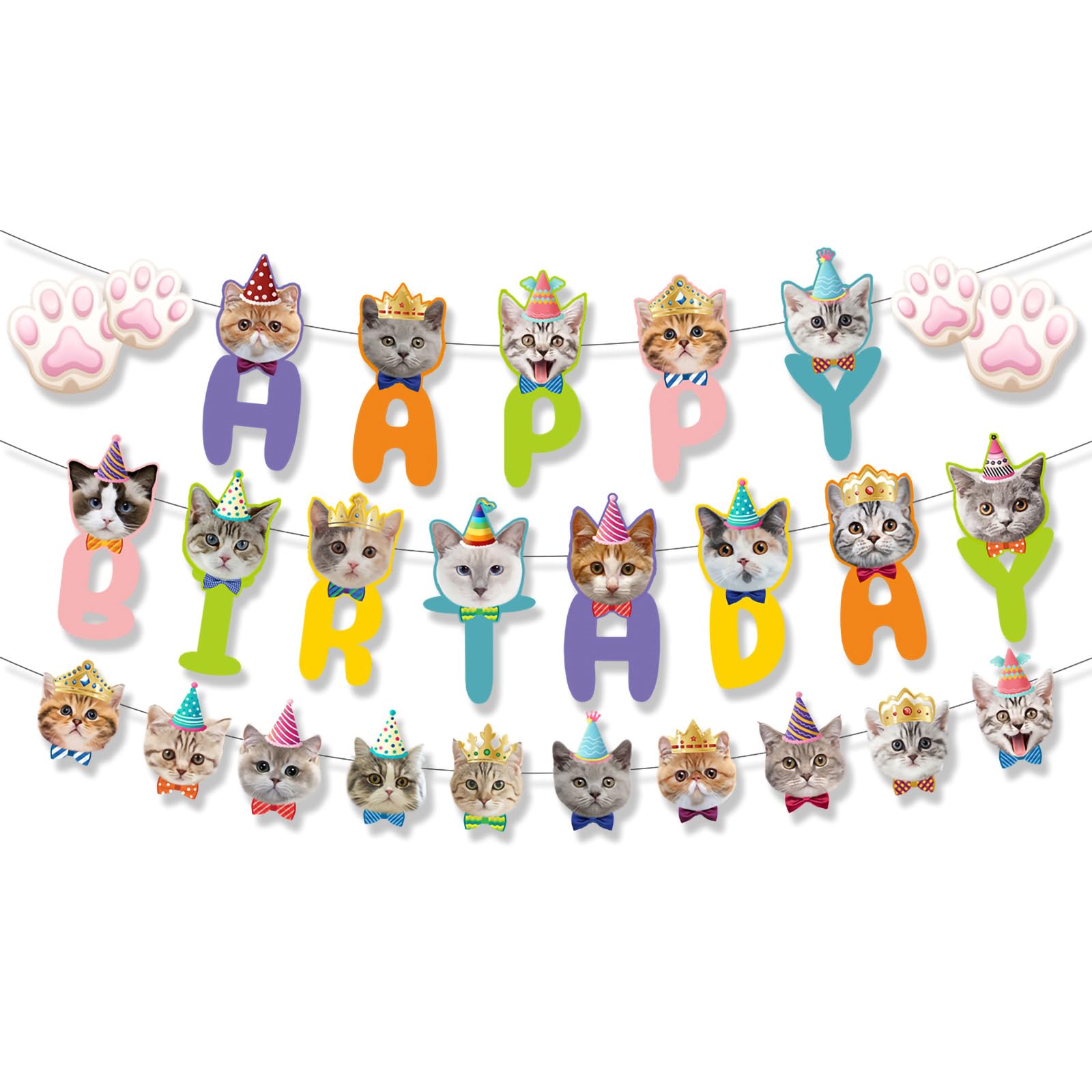 Snapklik.com : Cat Birtdhay Party Banner Decorations Set Of 3 Cat ...