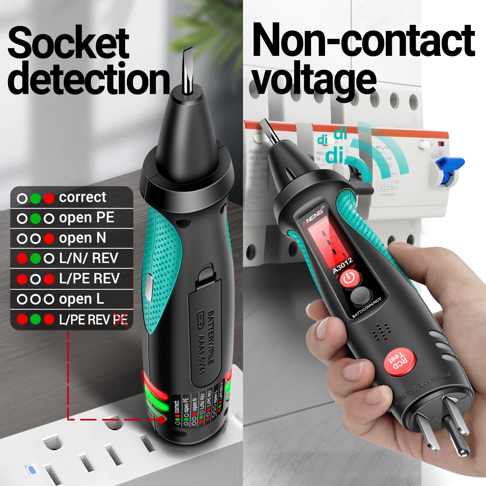Snapklik.com : ANENG Non Contact Voltage Tester&Outlet Tester ...