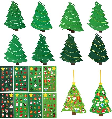 24pcs Christmas Tree Crafts Kit, DIY Cardstock Christmas Tree Ornaments ...