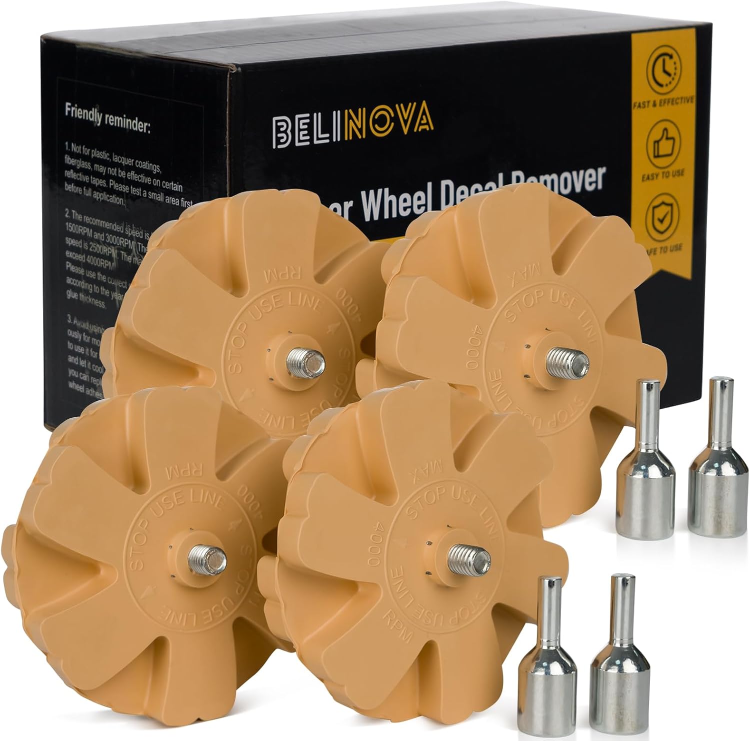 Belinova 4 Pack 3.5 inch Eraser wheel Decal Remover Eraser Wheel ...