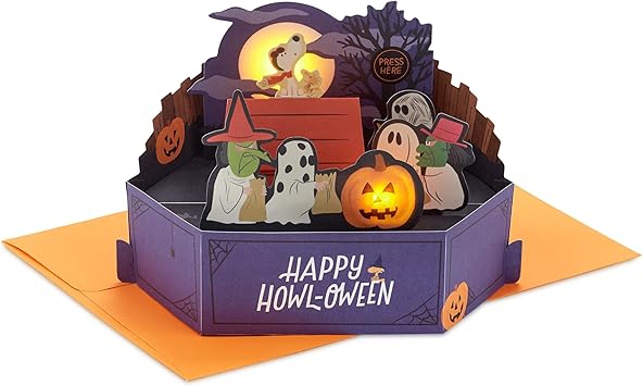 Amazon.com: Hallmark Paper Wonder Peanuts Musical 3D Pop-Up Halloween ...