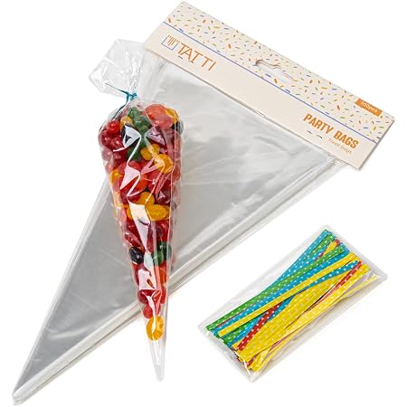 Amazon.com: Cone Shaped Treat Bags, 7x15 Inches Clear Cone Shaped ...