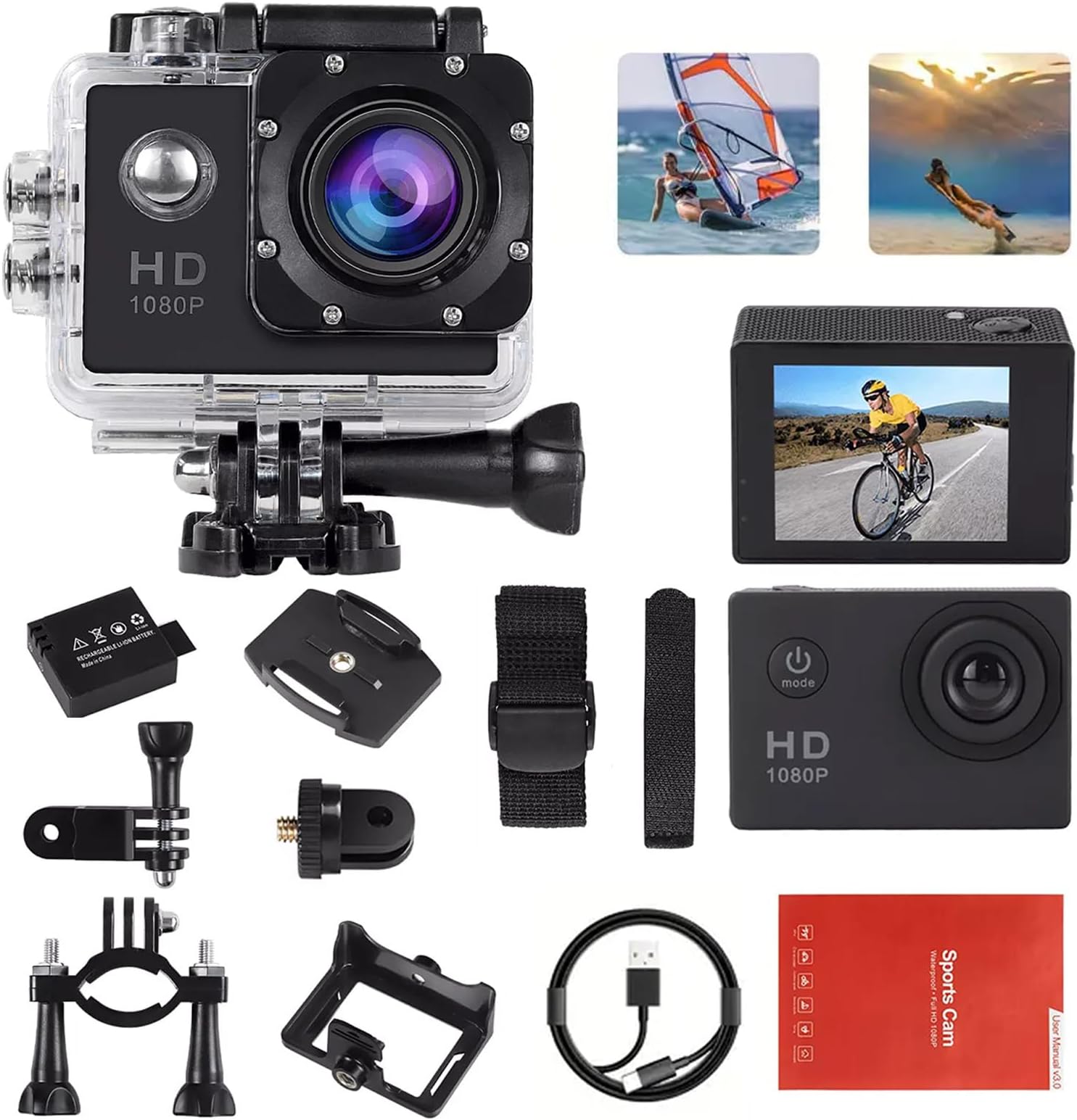 Amazon.com : Waterproof Action Camera, 20 MP Sport Recorder Ultra HD ...