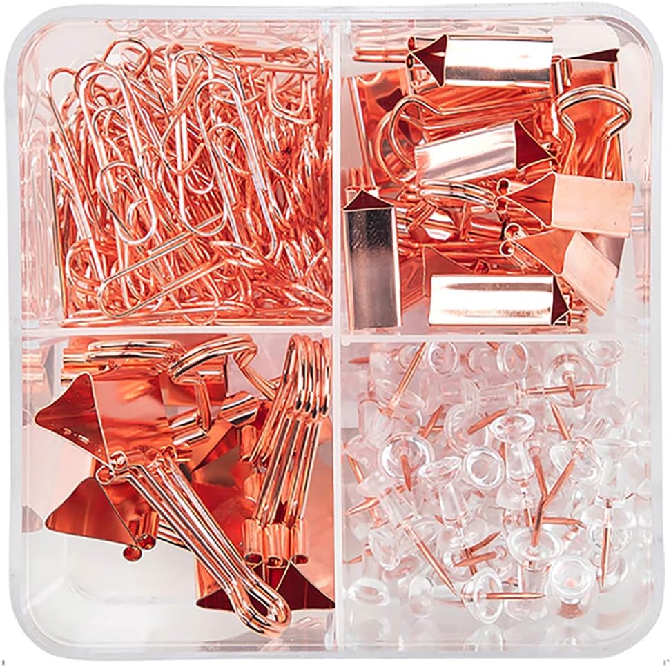 Amazon.com : SF ITEM Binder Clips Paper Clips Push Pins Sets with Box ...