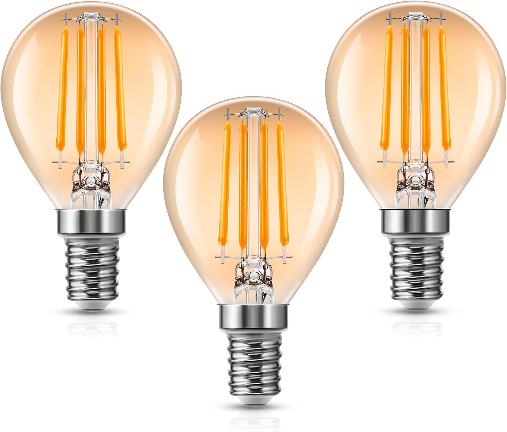 E14 Vintage Bulb 4w, Small Edison Screw Filament Bulb Amber Glow 2200K ...