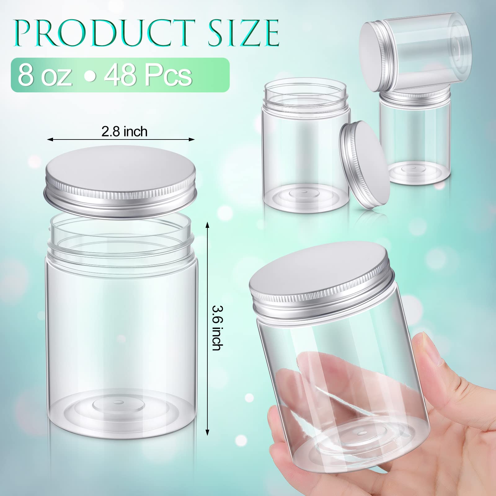 Snapklik.com : Aoriher 48 Pcs 8oz Plastic Mason Jars