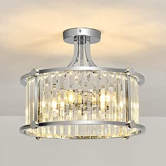 Amazon.com: YYJLX 6 Light Chrome Semi Flush Mount Crystal Modern ...