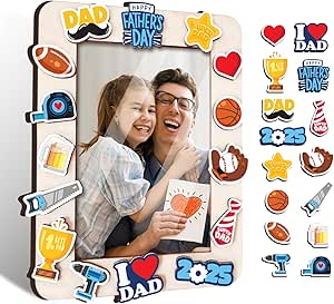 Amazon.com: Fathers Day DIY Picture Frames Craft Kits - Unfinished Wood ...