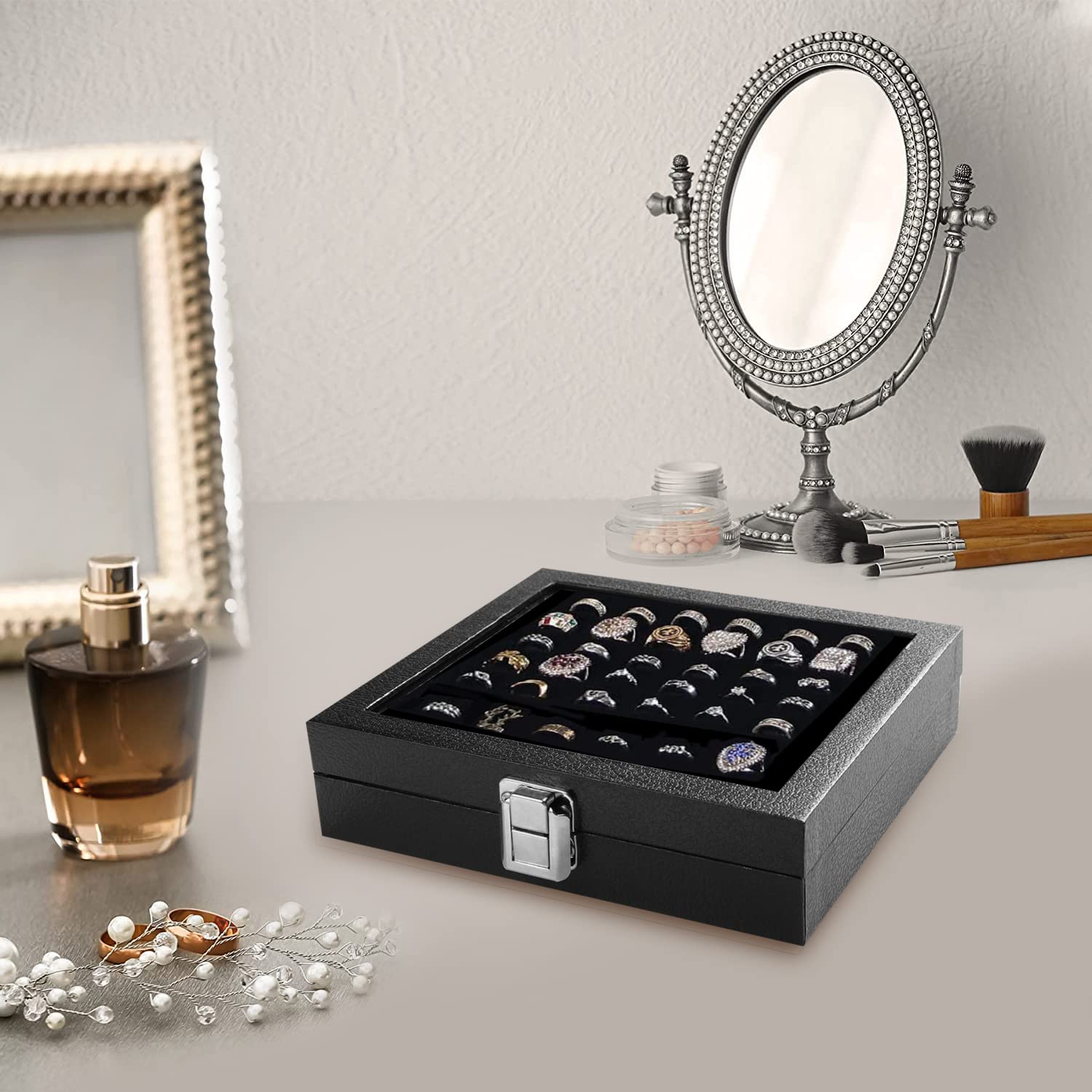 Snapklik.com : Ring Jewelry Organizer Box, 36 Slots Rings Display ...