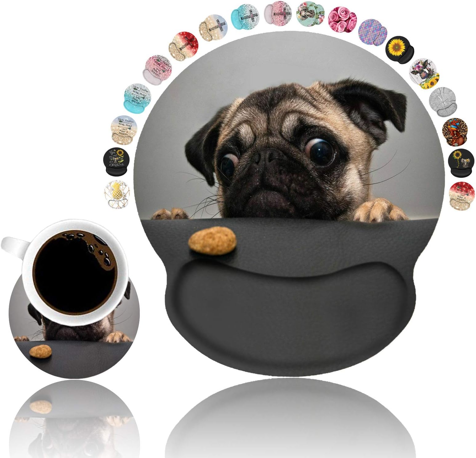 Amazon.com : Smooffly Cute Pug Dog Mousepad Custom, Funny Animal Gaming ...