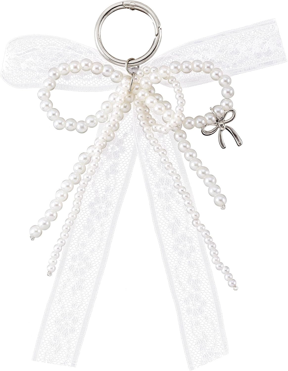 Joez Wonderful Pearl White Keychain, Coquette Aesthetic Bow Keychain ...