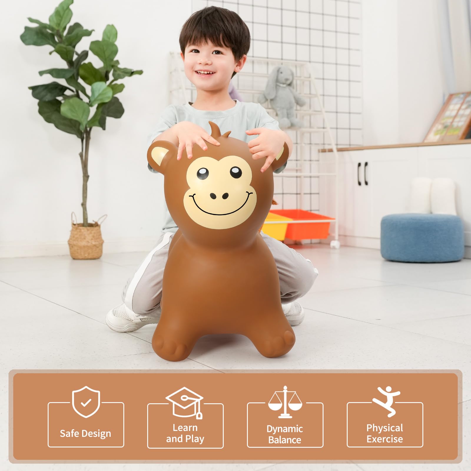 Snapklik.com : Bouncy Monkey Animal Hopper Toys, Wild One Birthday ...