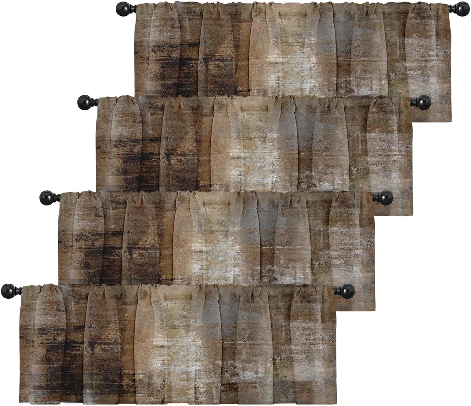 Amazon.com: Emvency 4 Pack Valances Window Treatments, Abstract Dark ...