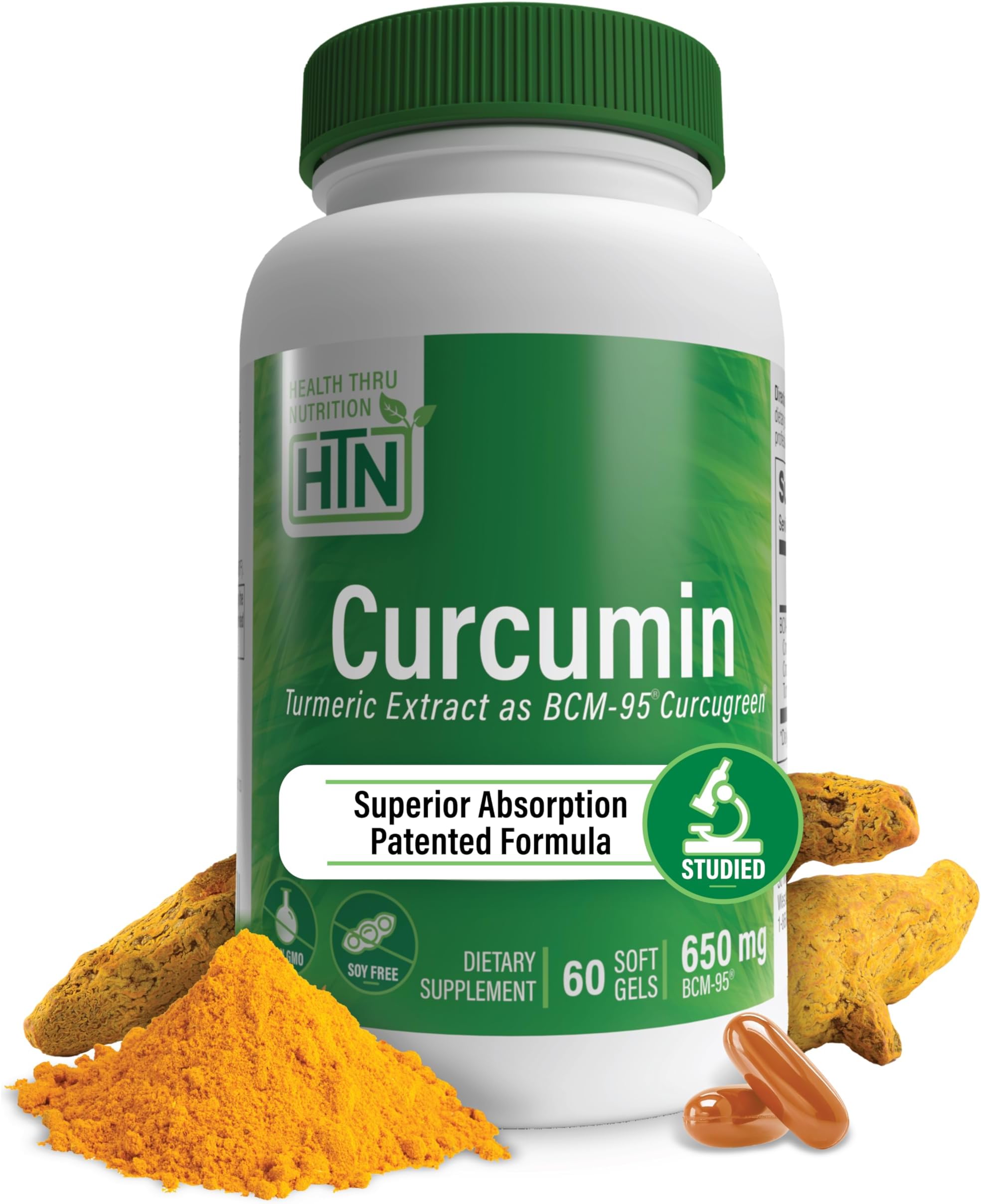 Amazon.com: Health Thru Nutrition Curcumin 650mg BCM-95 Curcugreen ...
