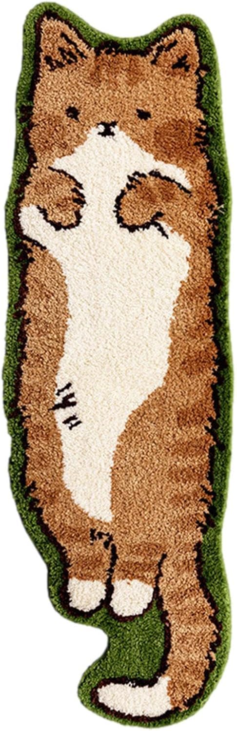 Cat Shaped Rug, 40x120 cm Cute Animal Bedside Rug for Bedroom & Living ...